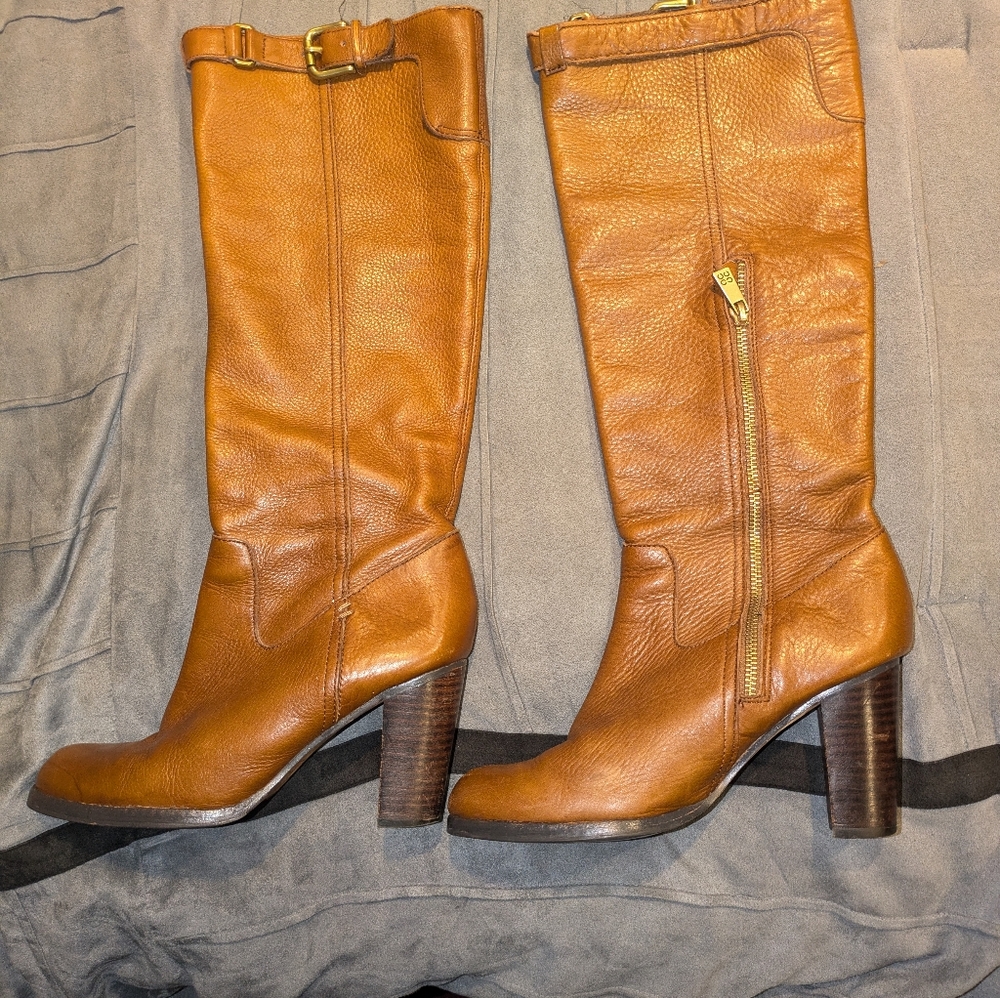 Coach Kaylie Pebbled Leather Knee-High Boots Saddle B… - Gem